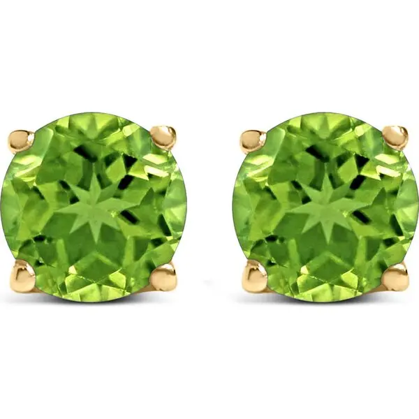 HAUS OF BRILLIANCE 14k Gold Birthstone Stud Earrings - Green Peridot | Yellow